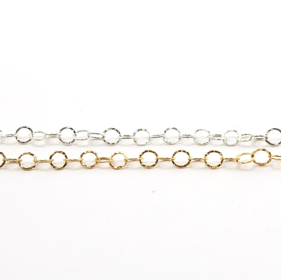 Round Textured Hammered Link Cable Chain, 5.5mm 14K Gold Filled ...