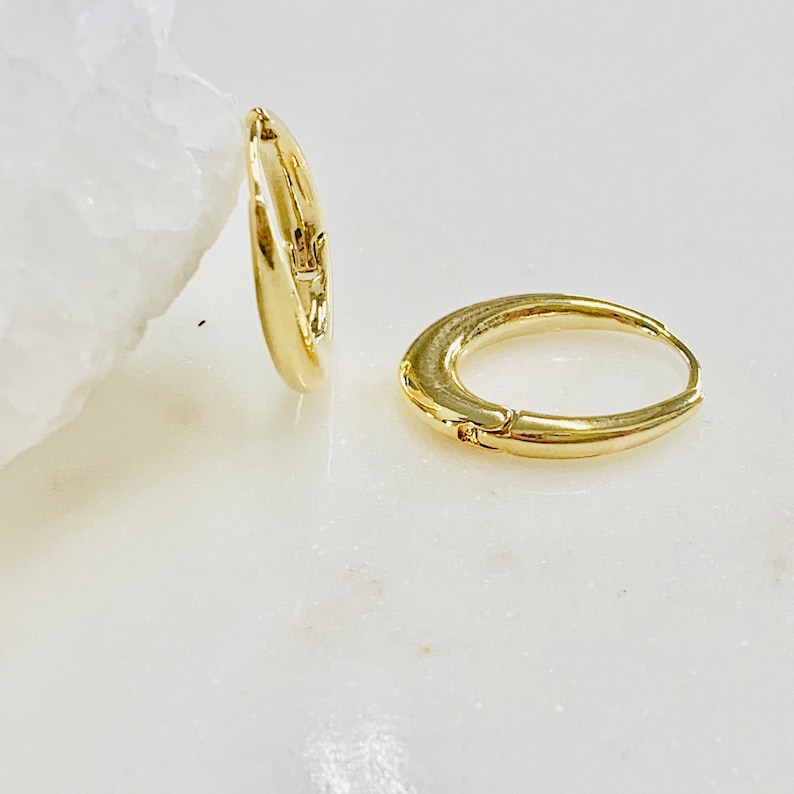 1 Pair Thick Oval Plain Hoop Earrings Gold Plated Earring Hoop - Etsy
