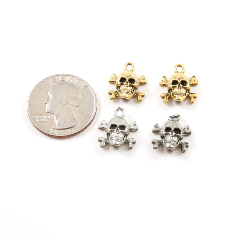 2 Pieces Pewter Skull and Bones Cross Bones Pirate Charm | Etsy