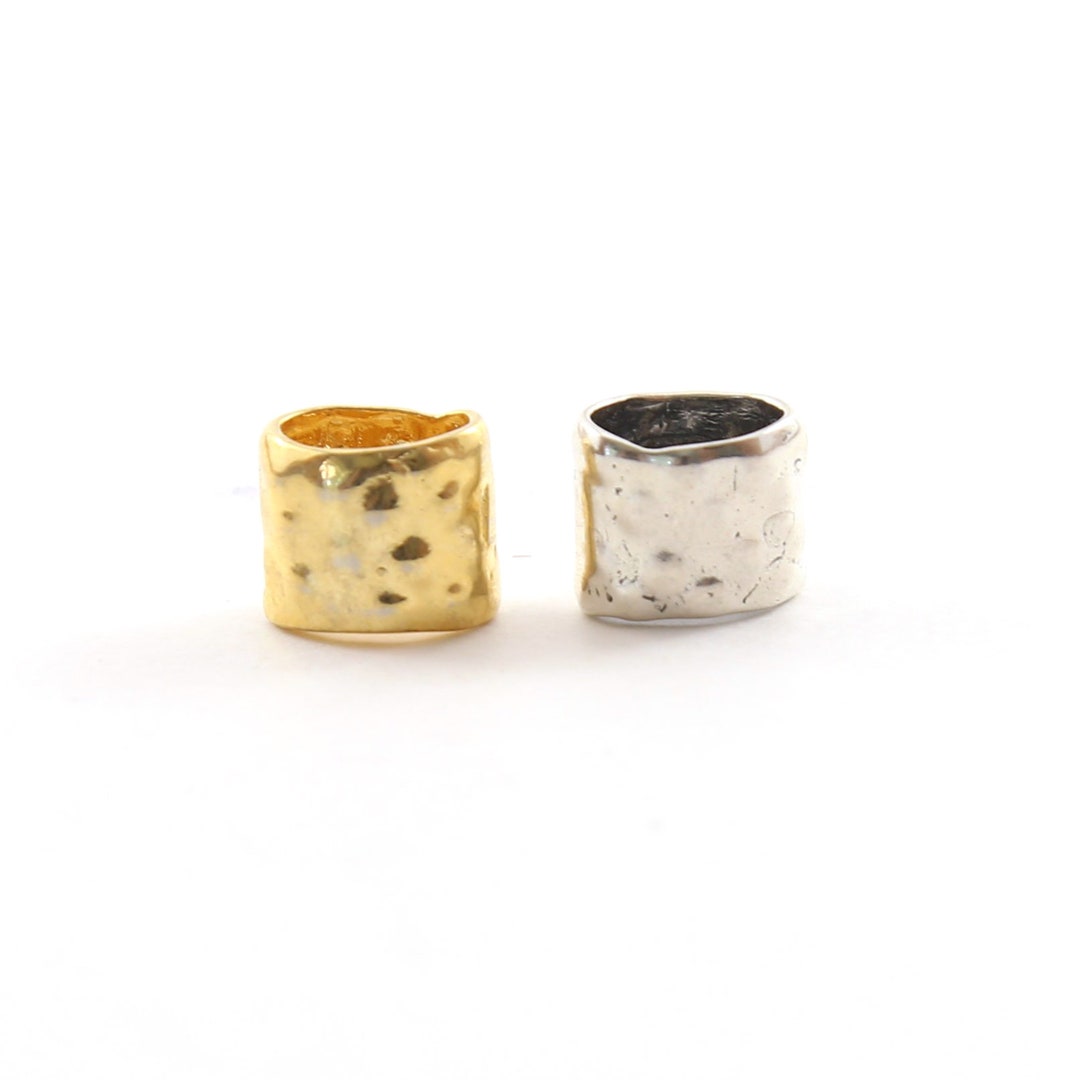 Artisan Organic Hammered Textured Oblong Large Hole Spacer Bead in ...