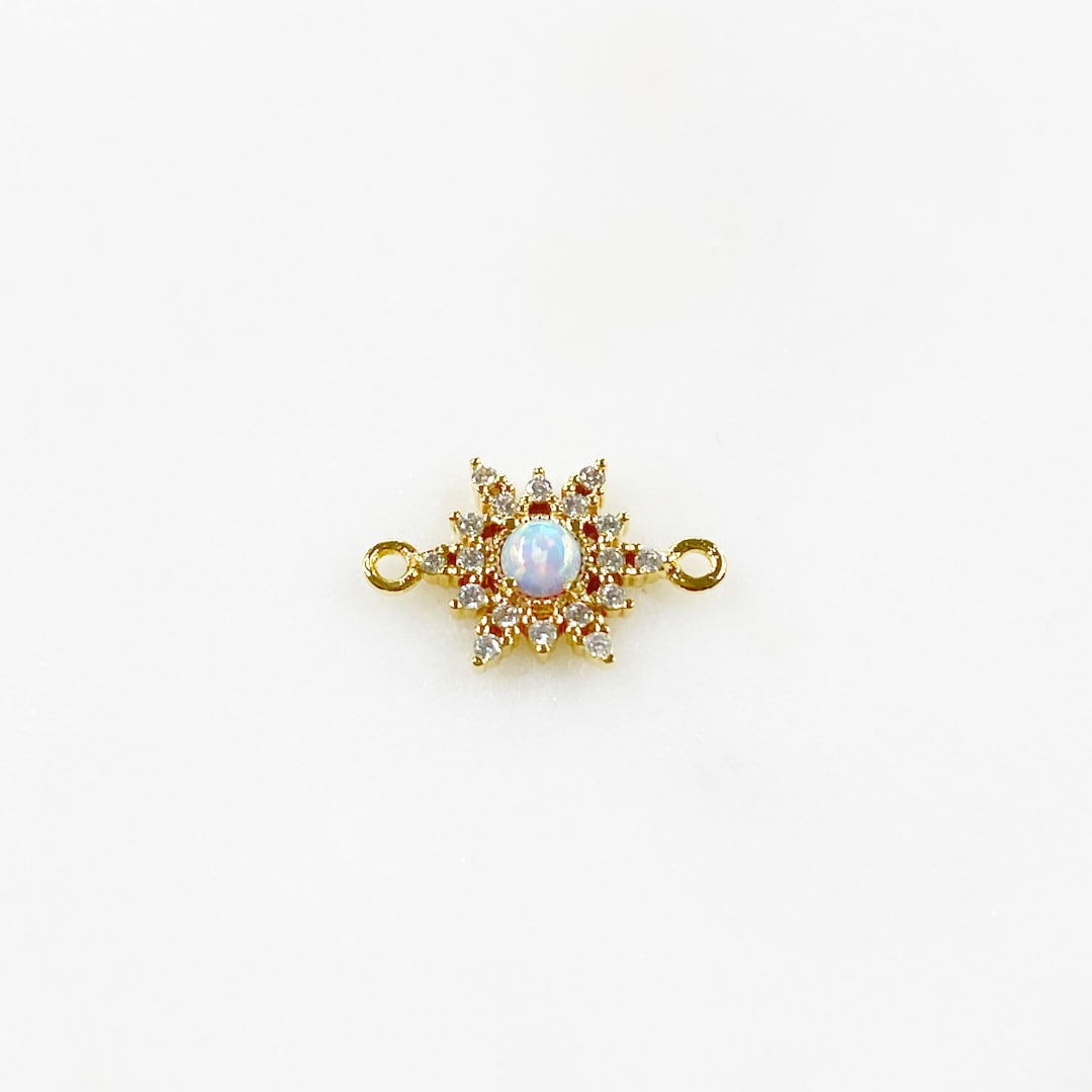 Small Cubic Zirconia Opal Star Connector Charm Gold Plated Sparkle Mini ...