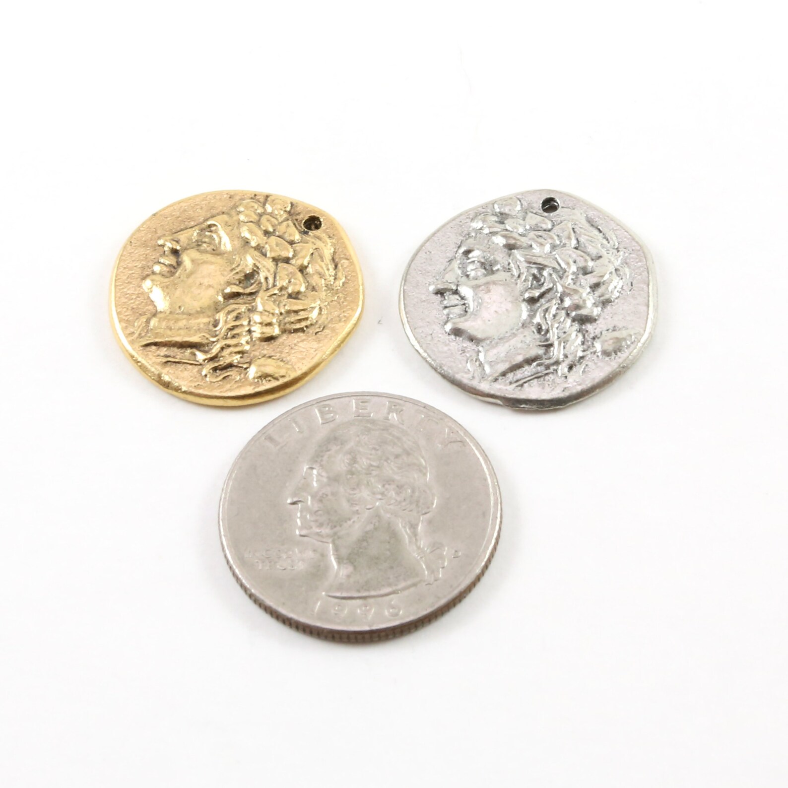 Ancient Greek Coin Symbol Double Sided Sculpture Medallion Charm ...
