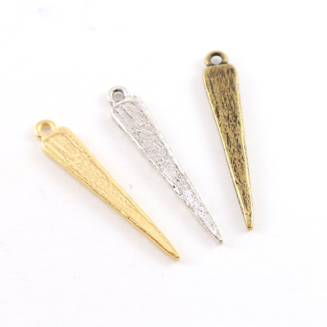 Pewter Metal Thick Spike Triangle Dagger Pendant 40mm X 6mm Stamping ...