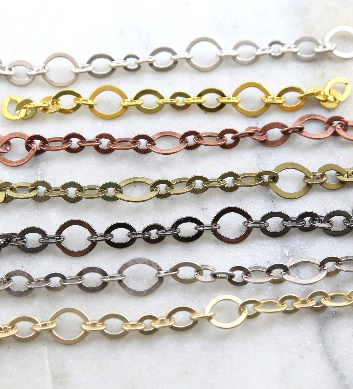 Base Metal Graduated Flat Oval Chain in 7 Finishes Nickel Lead - Etsy
