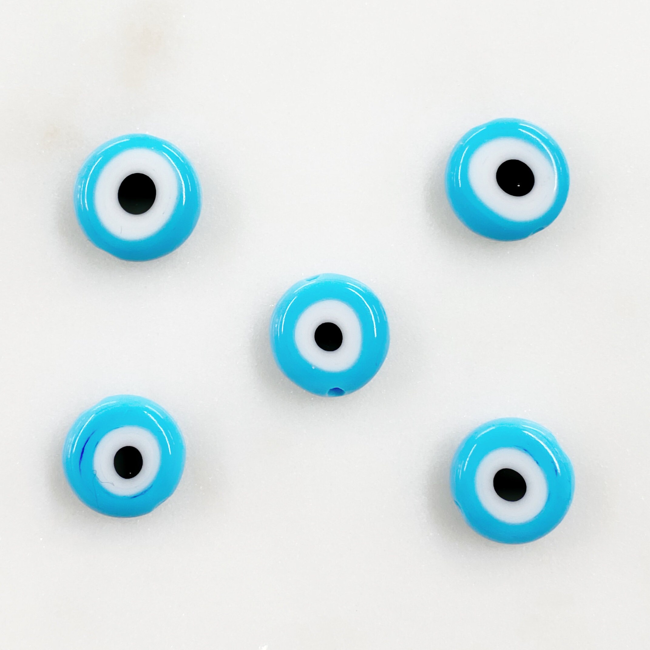 5 Piece Glass Evil Eye Beads Classic Blue Evil Eye 10mm Protection Bead