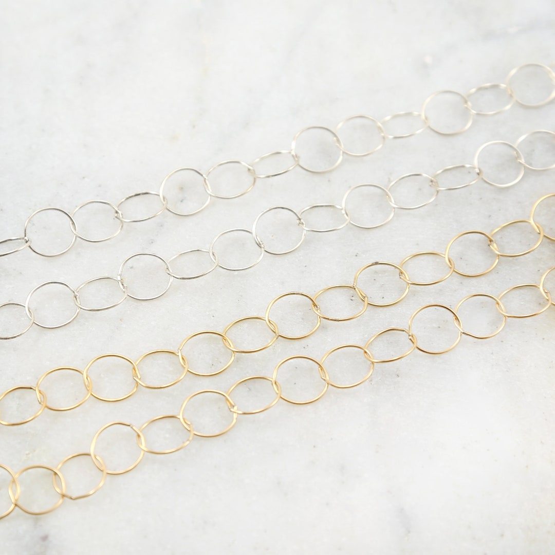 9mm Thin Lightweight Large Circle Round Chain 14K Gold Filled or ...