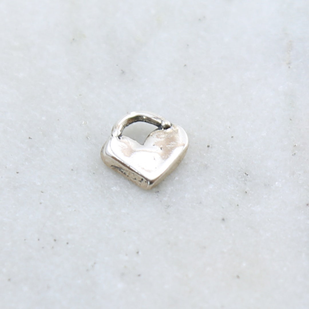 Sterling Silver Organic Natural Shaped Thick Heart With Loop Charm Love ...