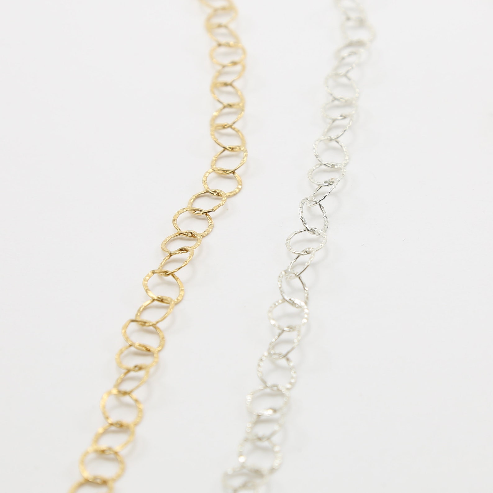 Large Hammered Textured Round Circle Link Chain 8mm 14K Gold - Etsy
