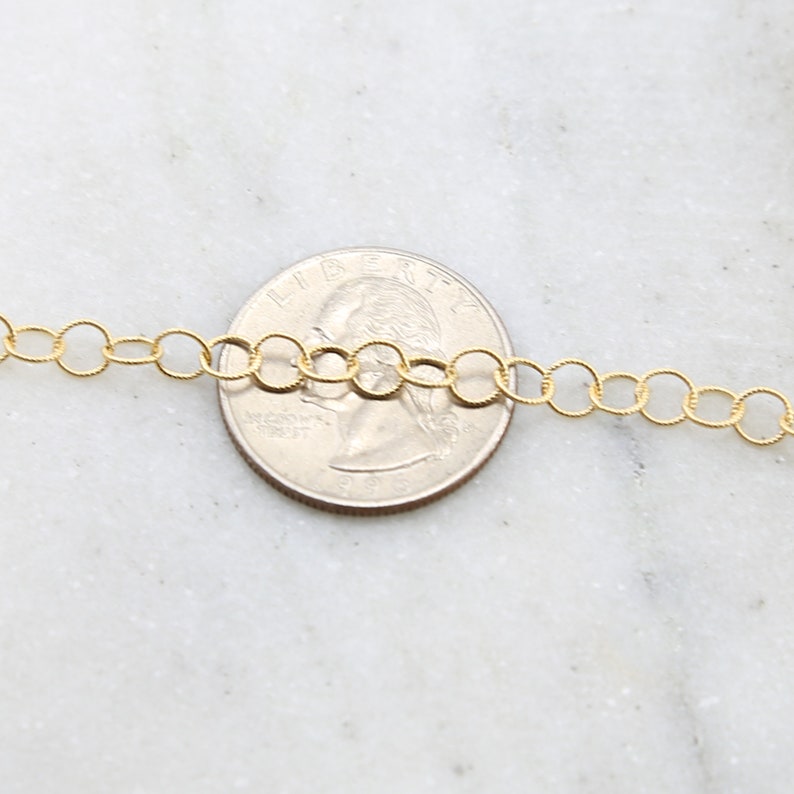 Round Link Textured Chain 14K Gold Filled or Sterling Silver | Etsy