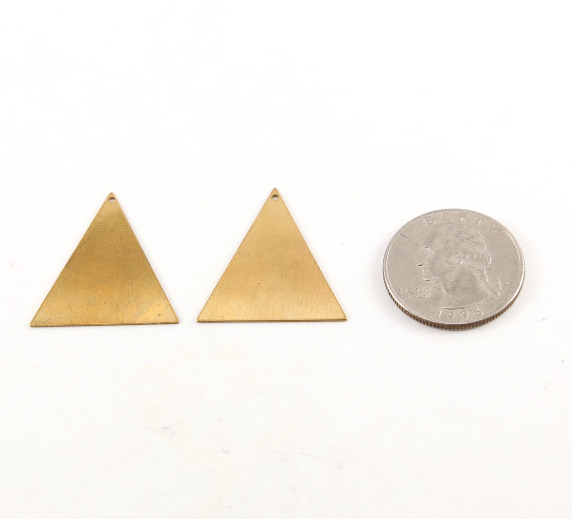 2 Pieces Large 28mm x 25mm Raw Brass Metal Smooth Triangle | Etsy