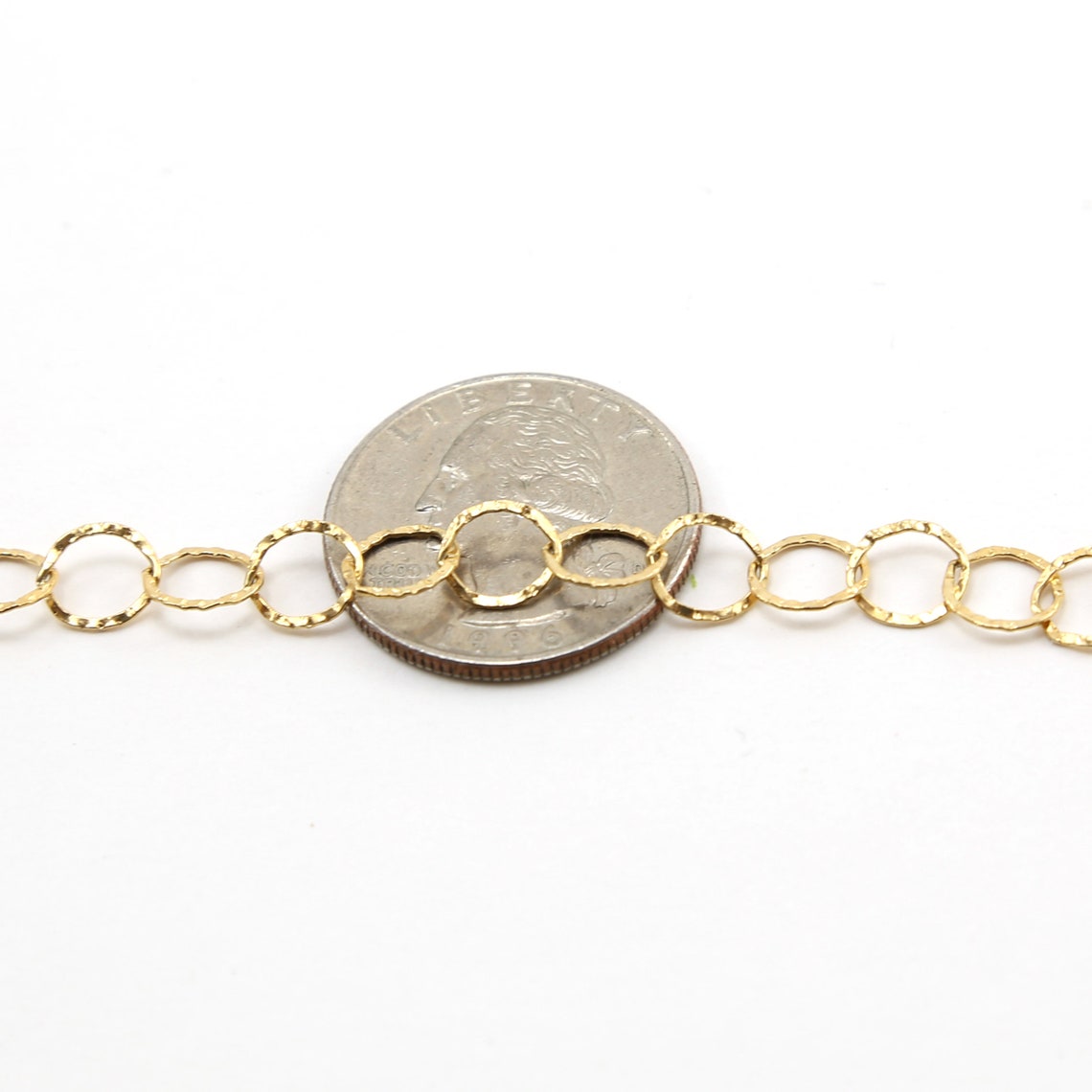 Large Hammered Textured Round Circle Link Chain 8mm 14K Gold - Etsy