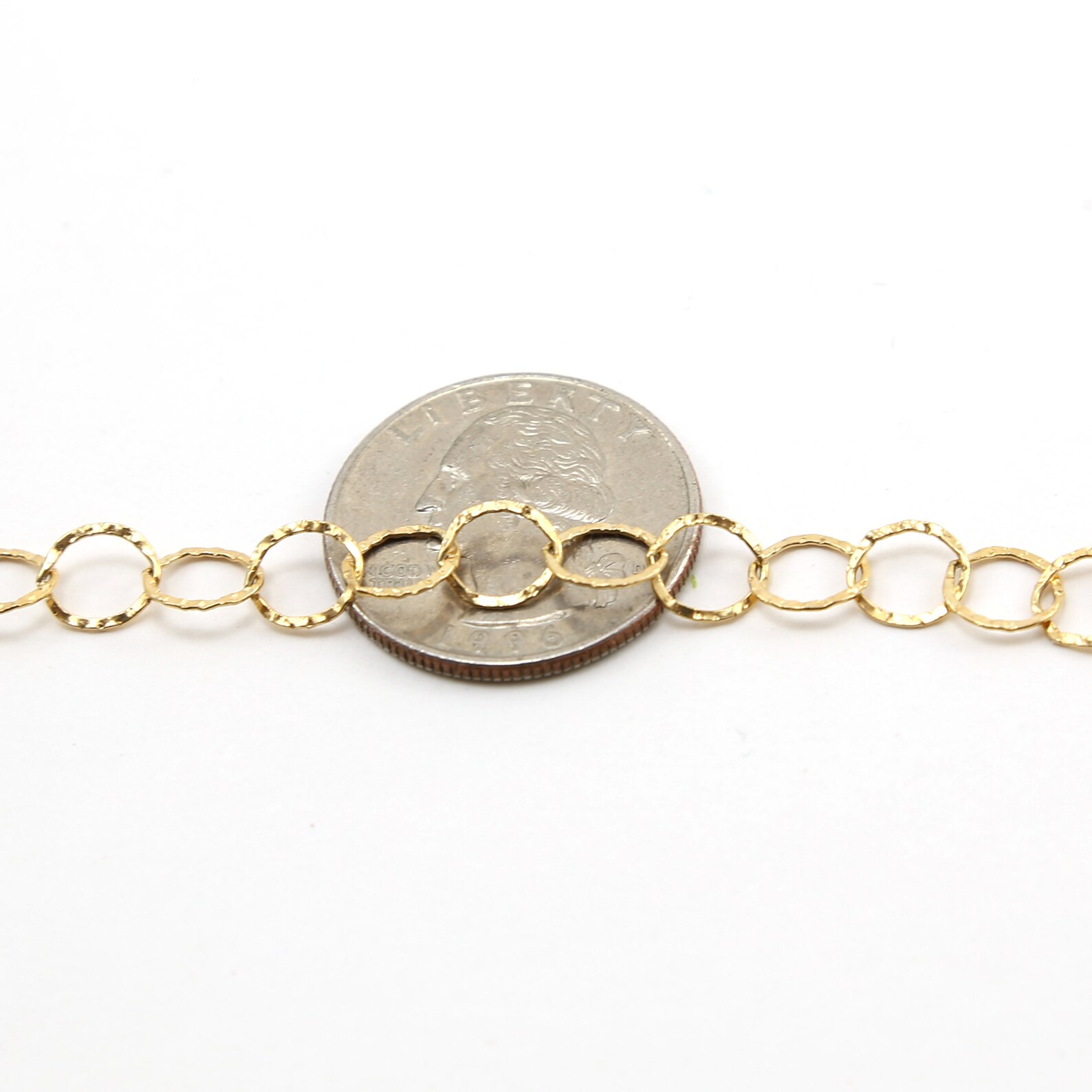 Large Hammered Textured Round Circle Link Chain 8mm 14K Gold - Etsy