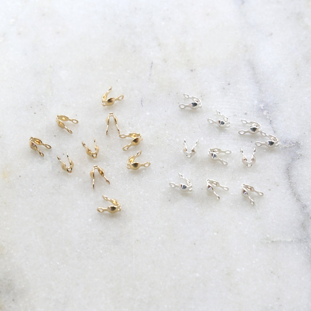 10 Pieces Clamshell Double Loop Knot Cover 925 Sterling Silver or 14K ...