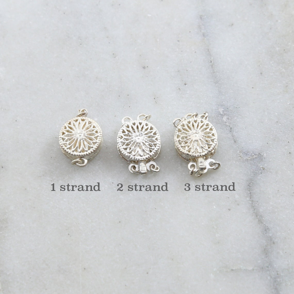 Single, Double, or Triple Strand Filigree Round Circle Clasp in ...
