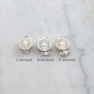 Single, Double, or Triple Strand Filigree Round Circle Clasp in ...
