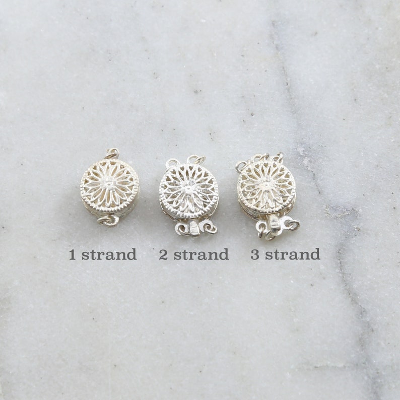 Single, Double, or Triple Strand Filigree Round Circle Clasp in ...