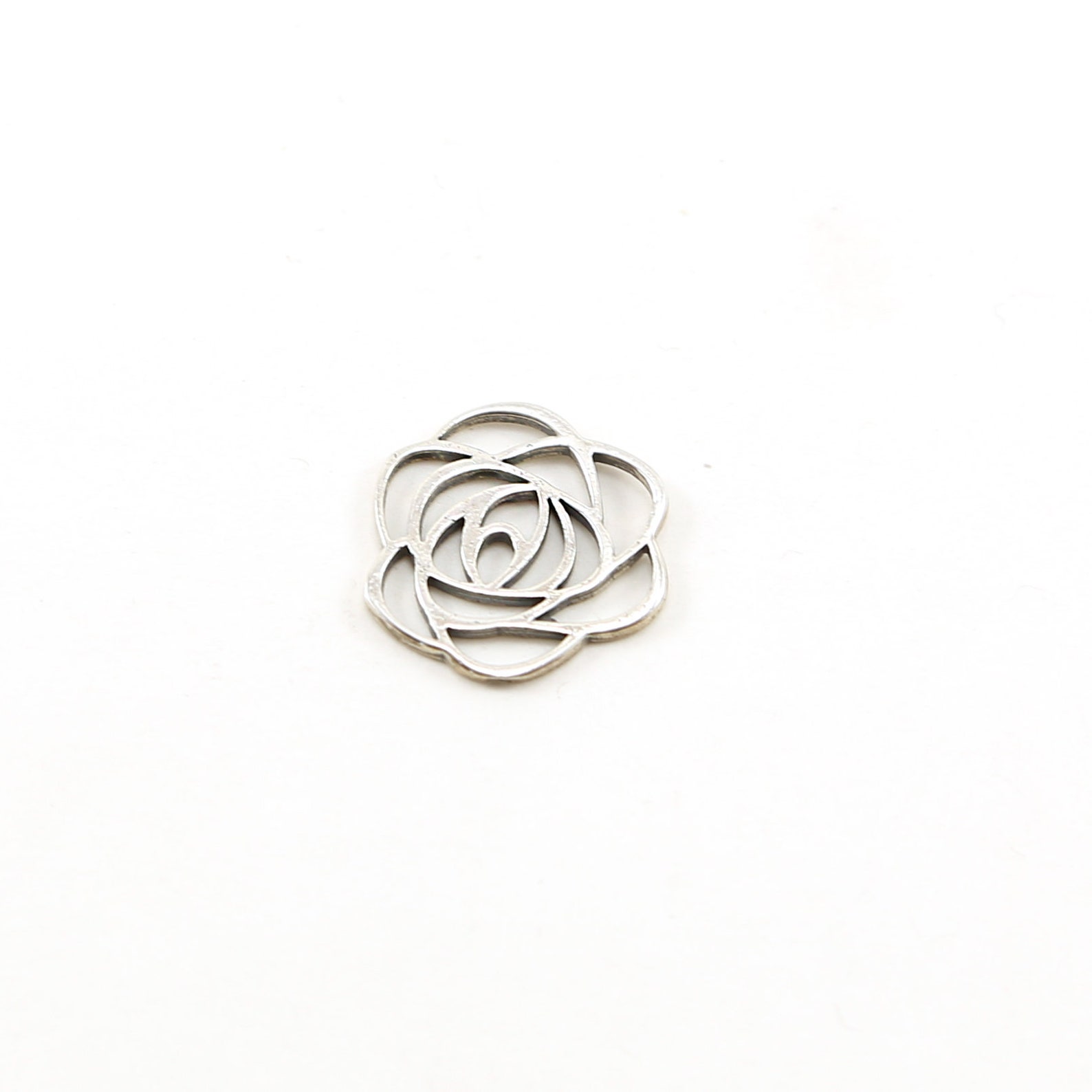 Sterling Silver Flat Rose Outline Silhouette Beautiful Rose - Etsy