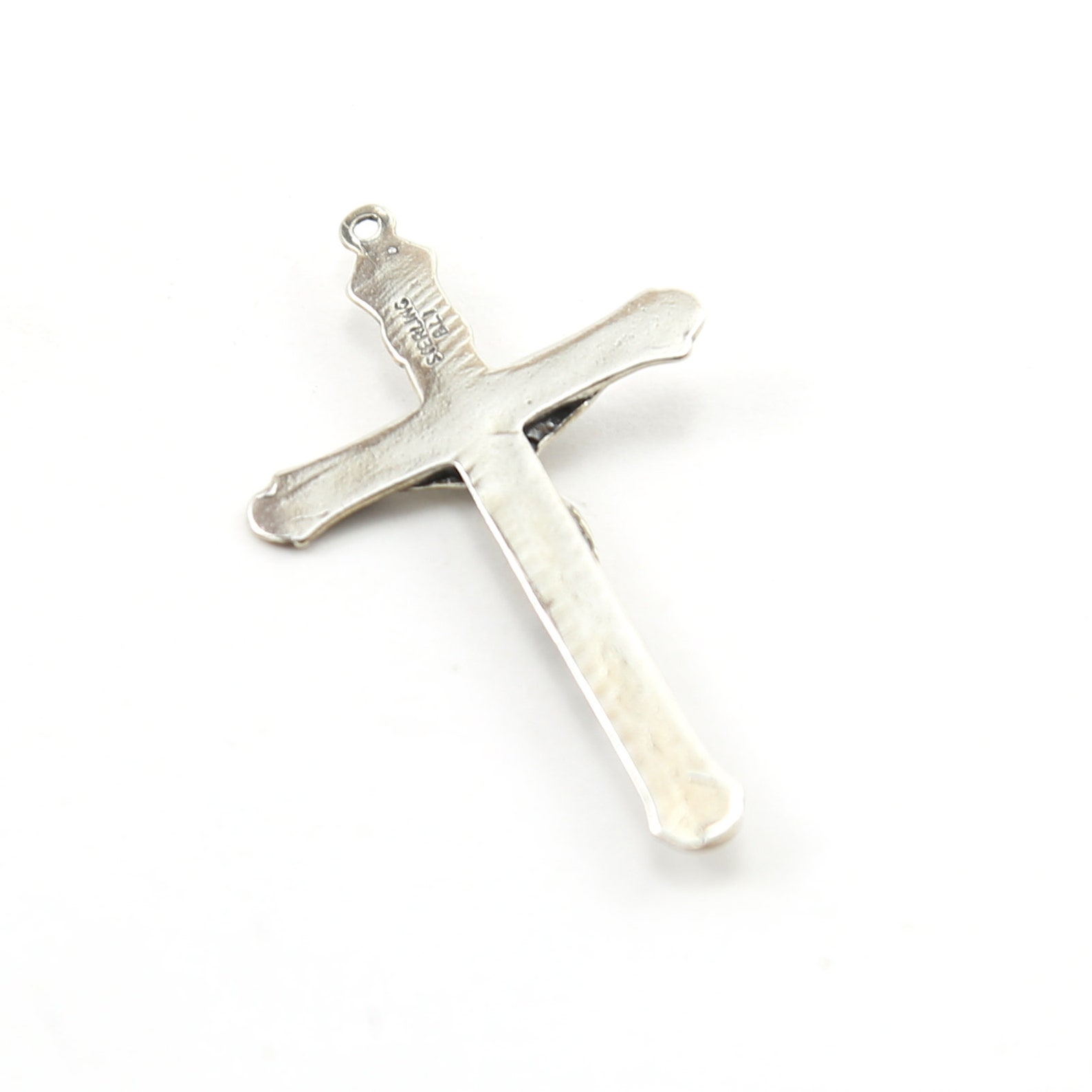 Sterling Silver Extra Large Crucifix Cross Detailed Charm Rosary ...