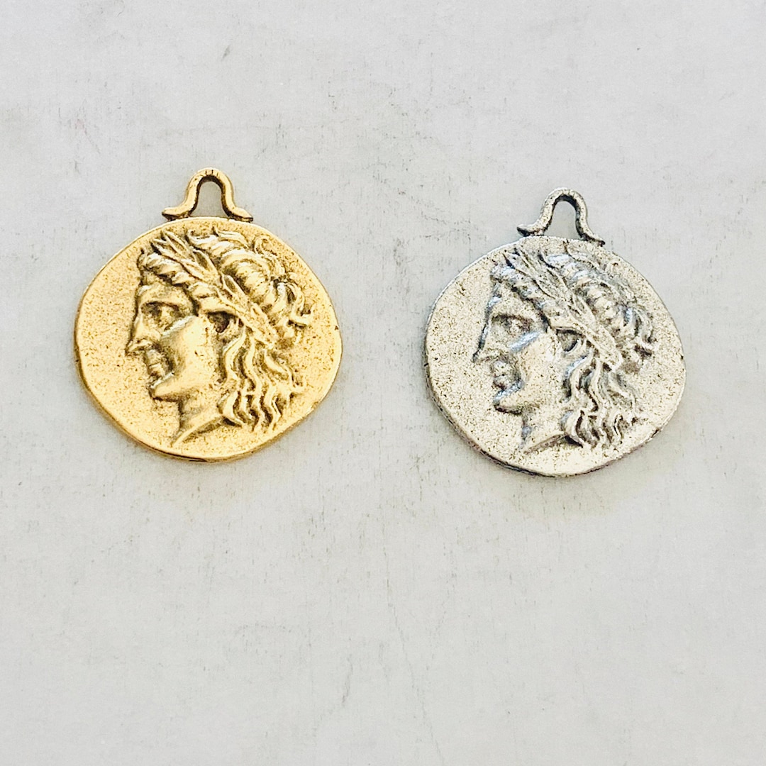 Ancient Greek Mythology Lion Symbol Double Sided Coin Medallion Charm ...