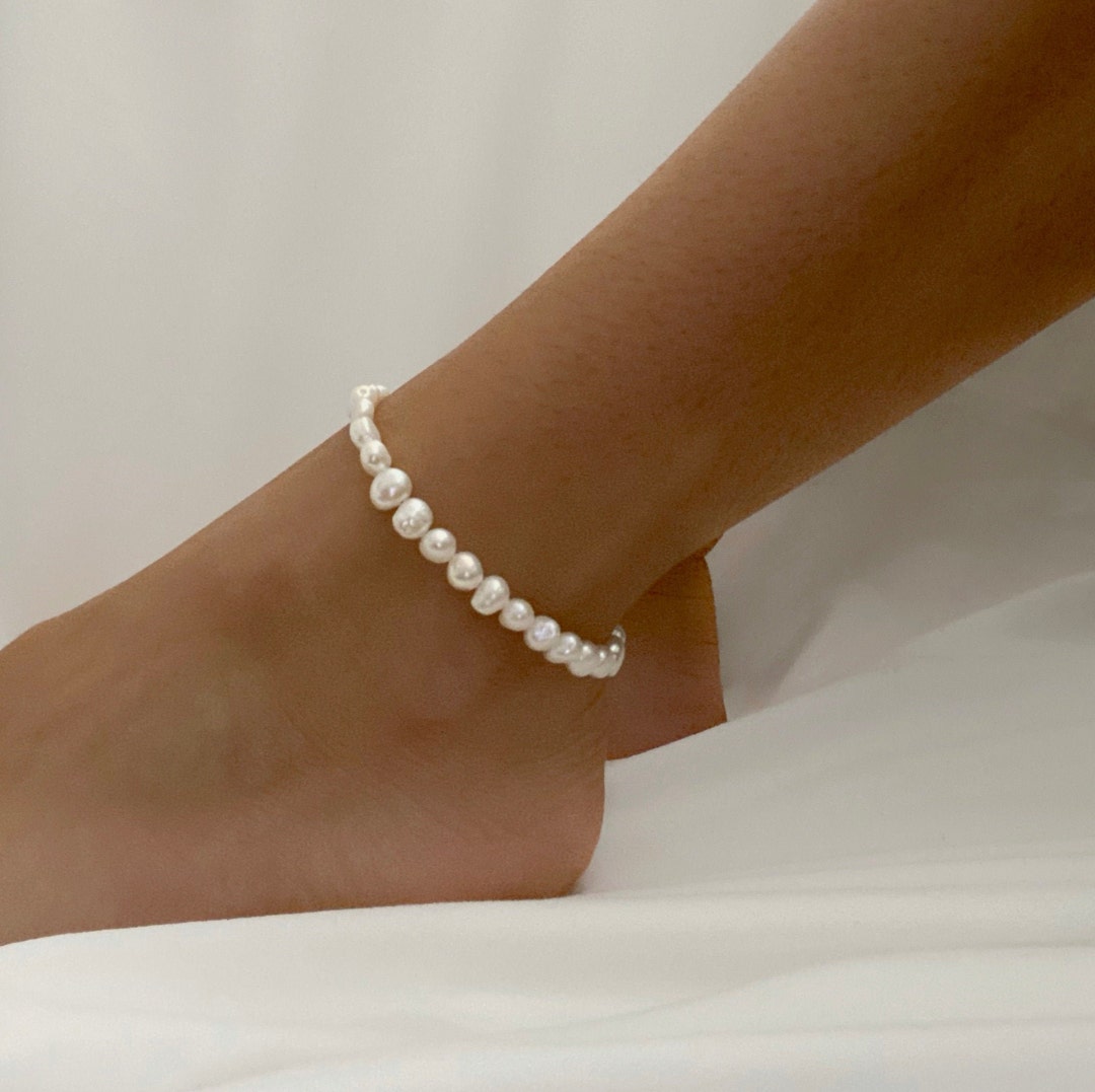 Freshwater Pearl Anklet Beaded Handmade Pearl Charm Anklet Ready to ...