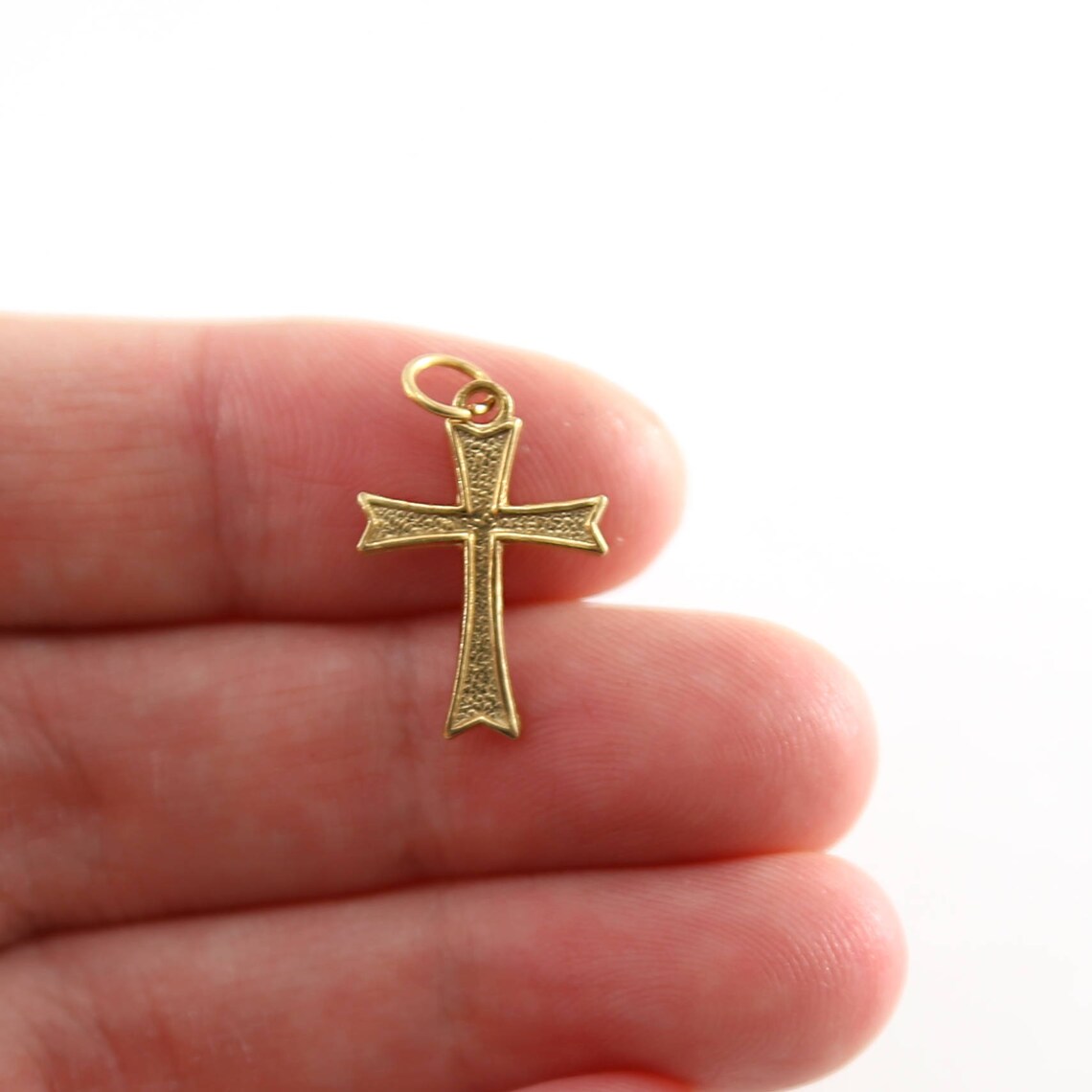 14K Gold Filled Textured Cross Charm Religious Spiritual | Etsy