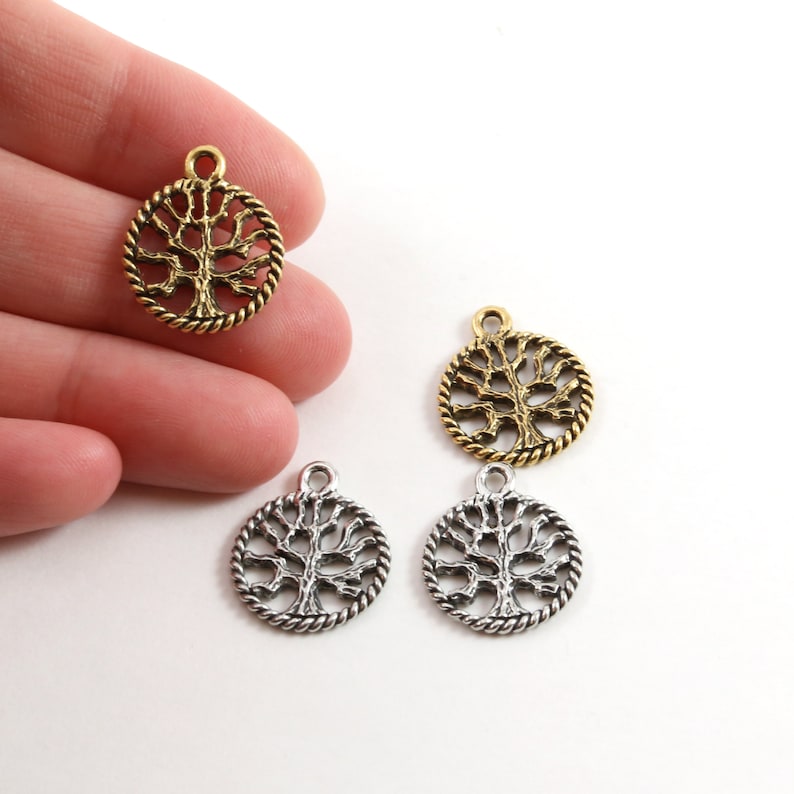 2 Pieces Small Tree of Life Silhouette Family Oak Tree Pewter | Etsy