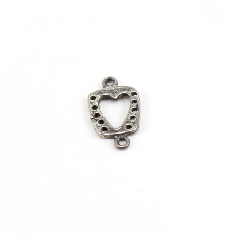Whimsical Boxed Heart Cut Out Charm Connector in Sterling Silver Dainty ...