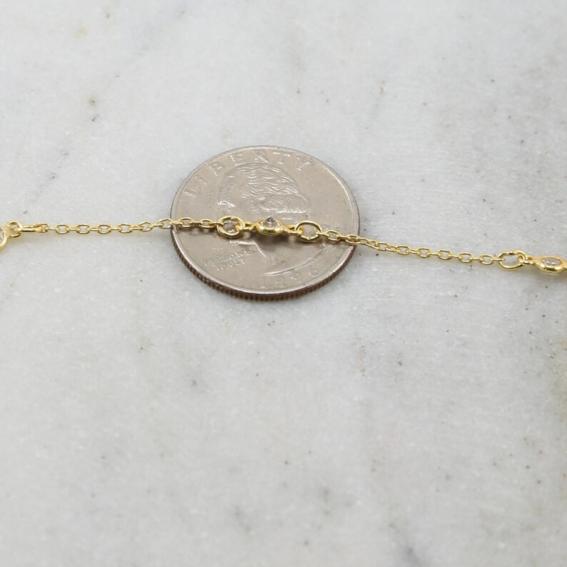 Tiny Circle Round CZ Cubic Zirconia Stone Link Chain in Gold - Etsy