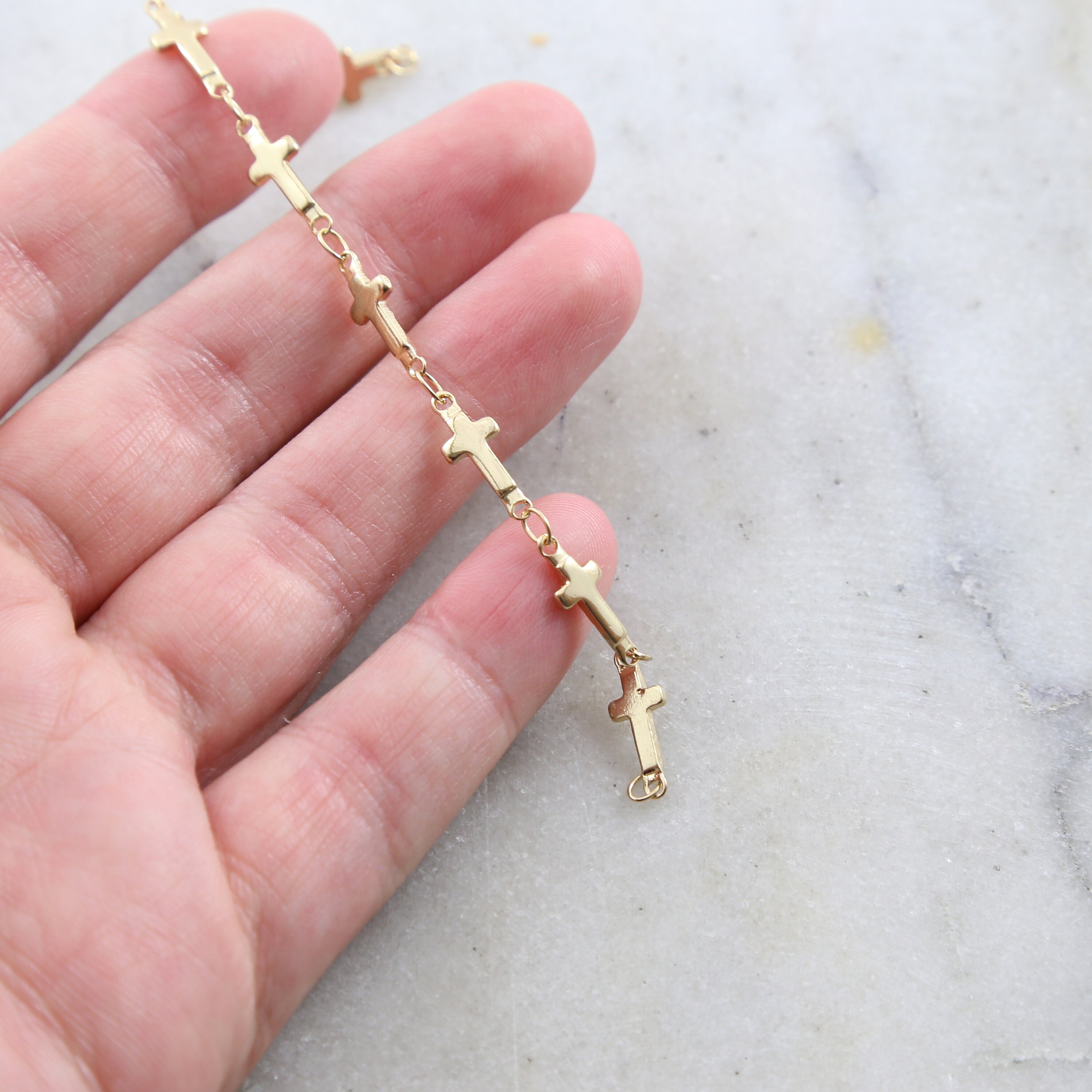 Gold Plated Base Metal Cross Link Chain Dainty Minimal Cross | Etsy