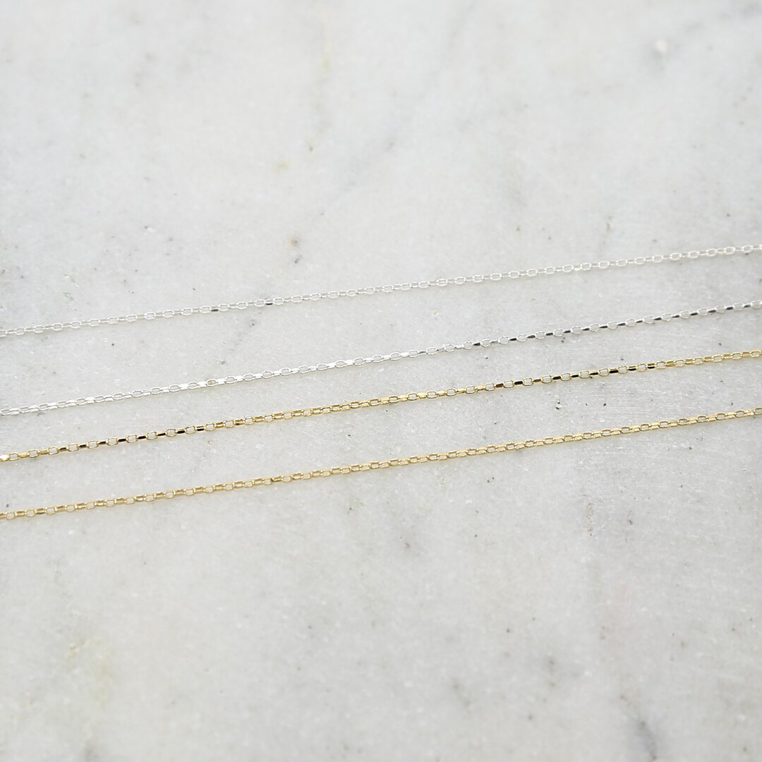 Sleek Shiny Diamond Cut Faceted Delicate Long Rectangle Chain Sterling ...