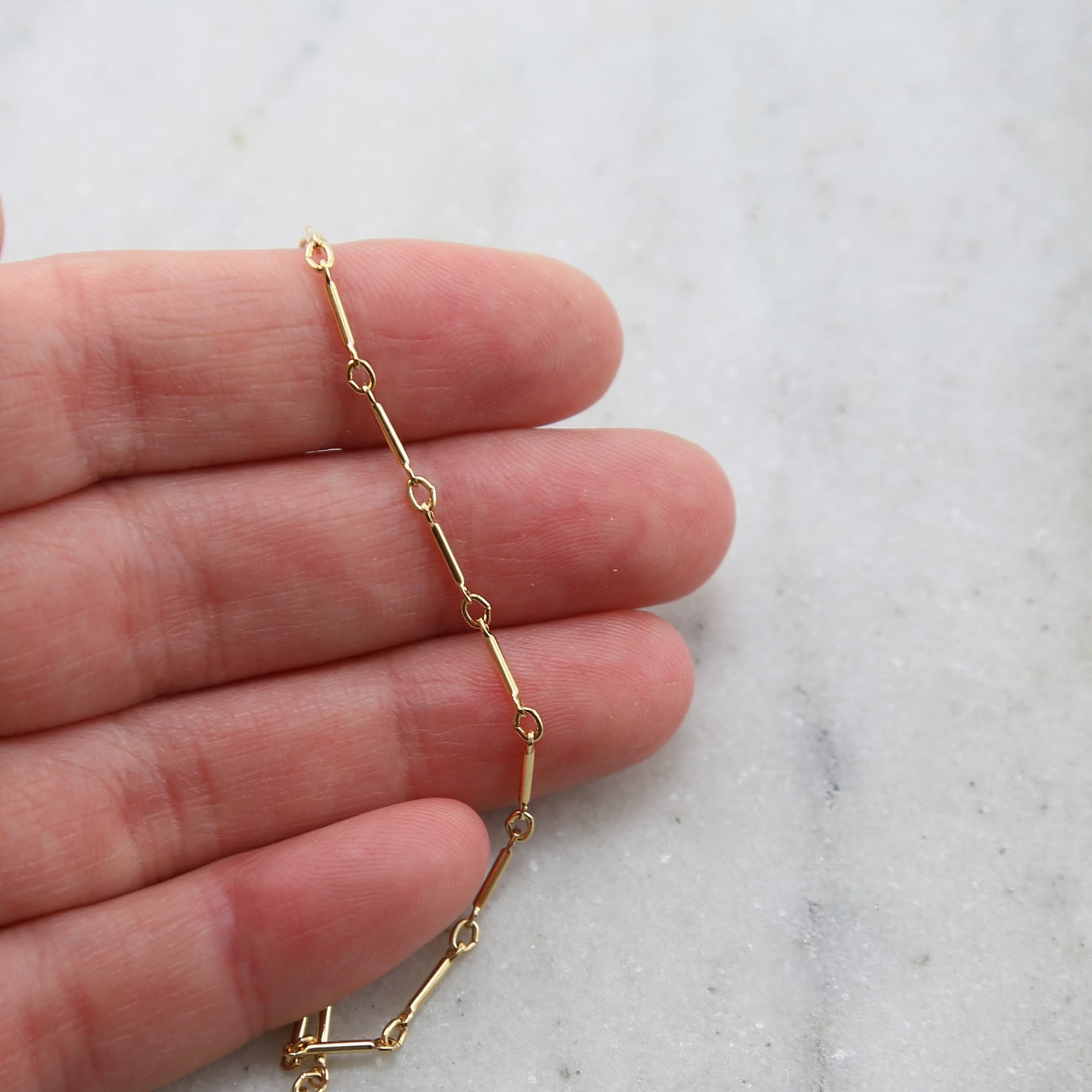 Short Straight Bar Link Chain 14K Gold Filled or Sterling Silver ...