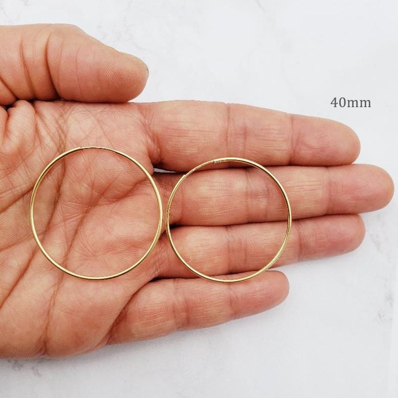 1 Pair 14K Gold Filled Large Endless Hoop Earrings 50mm 45mm - Etsy