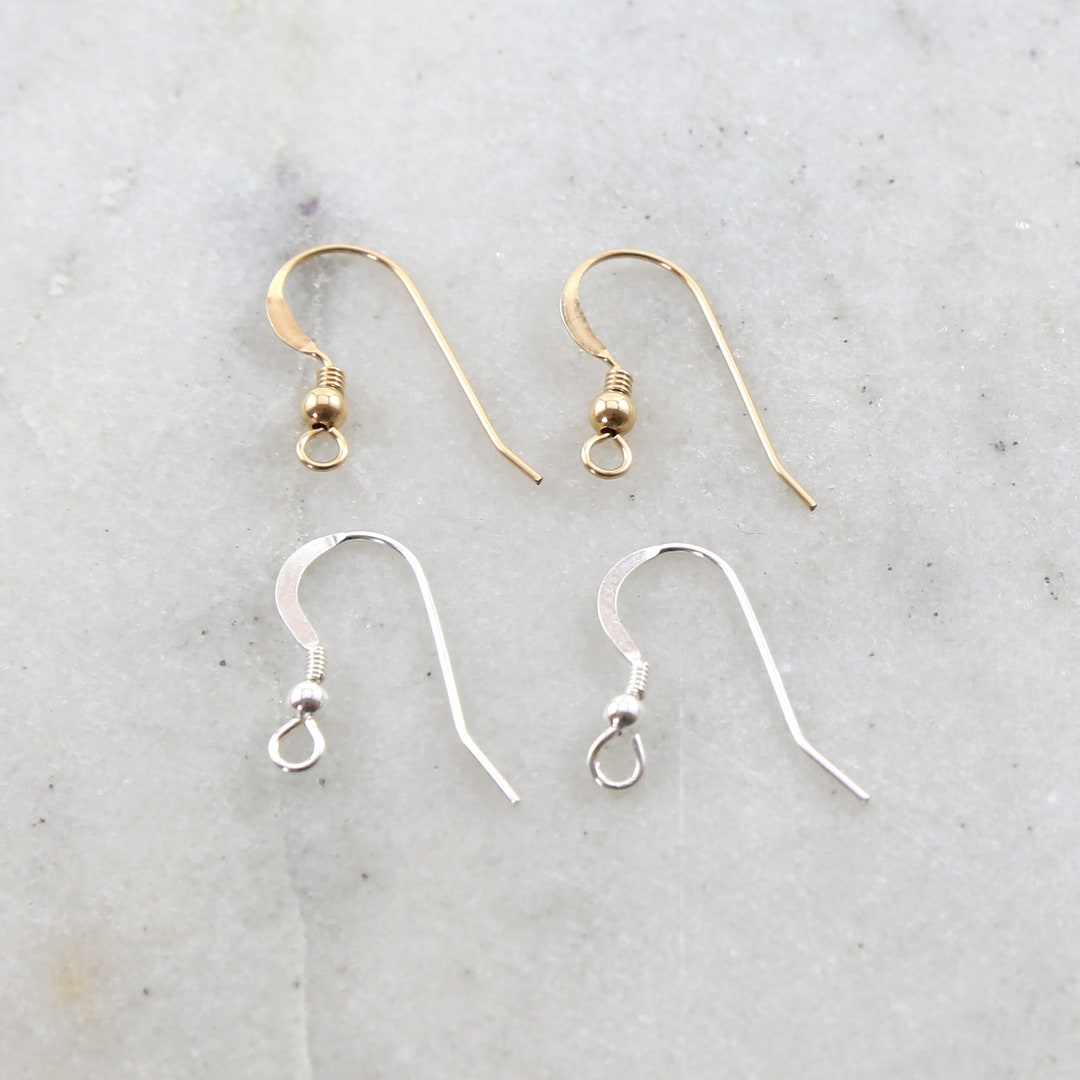 1 Pair French Hook Ear Wire With Ball and Coil Flattened Edge Earring ...