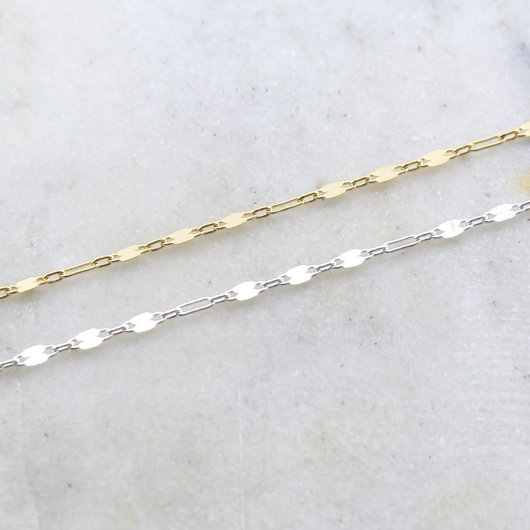 Gold or Silver Plated Base Metal Double Bar Link Choker Chain Dainty ...