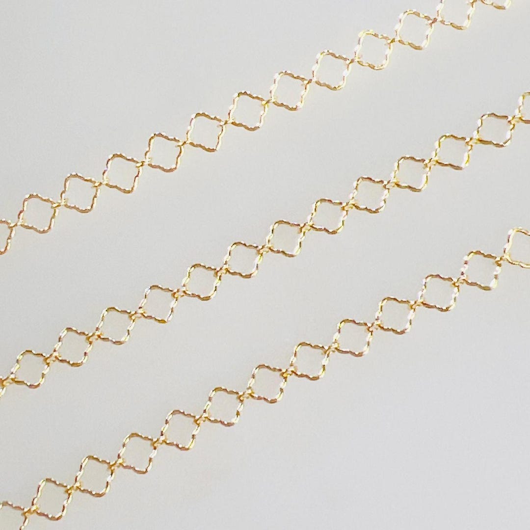 14k Gold Filled Crimped Clover Chain Link 4.4mm X 1.6mmfour Leaf Clover ...
