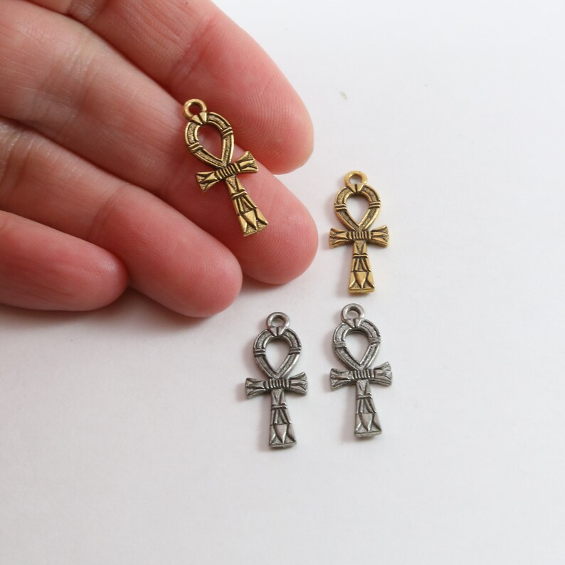2 Pieces Detailed Small Egyptian Ankh Life Charm Pewter Base | Etsy
