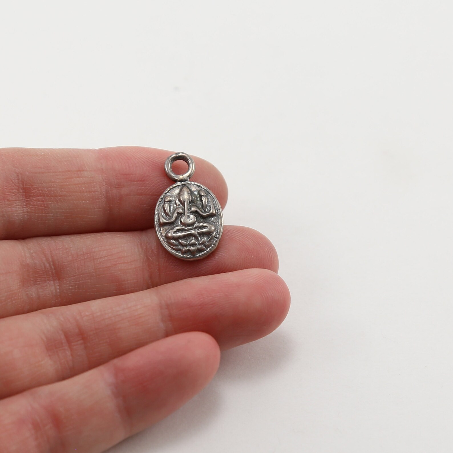 Ganesh Oval Sterling Silver Deity Charm Hindu Hinduism | Etsy