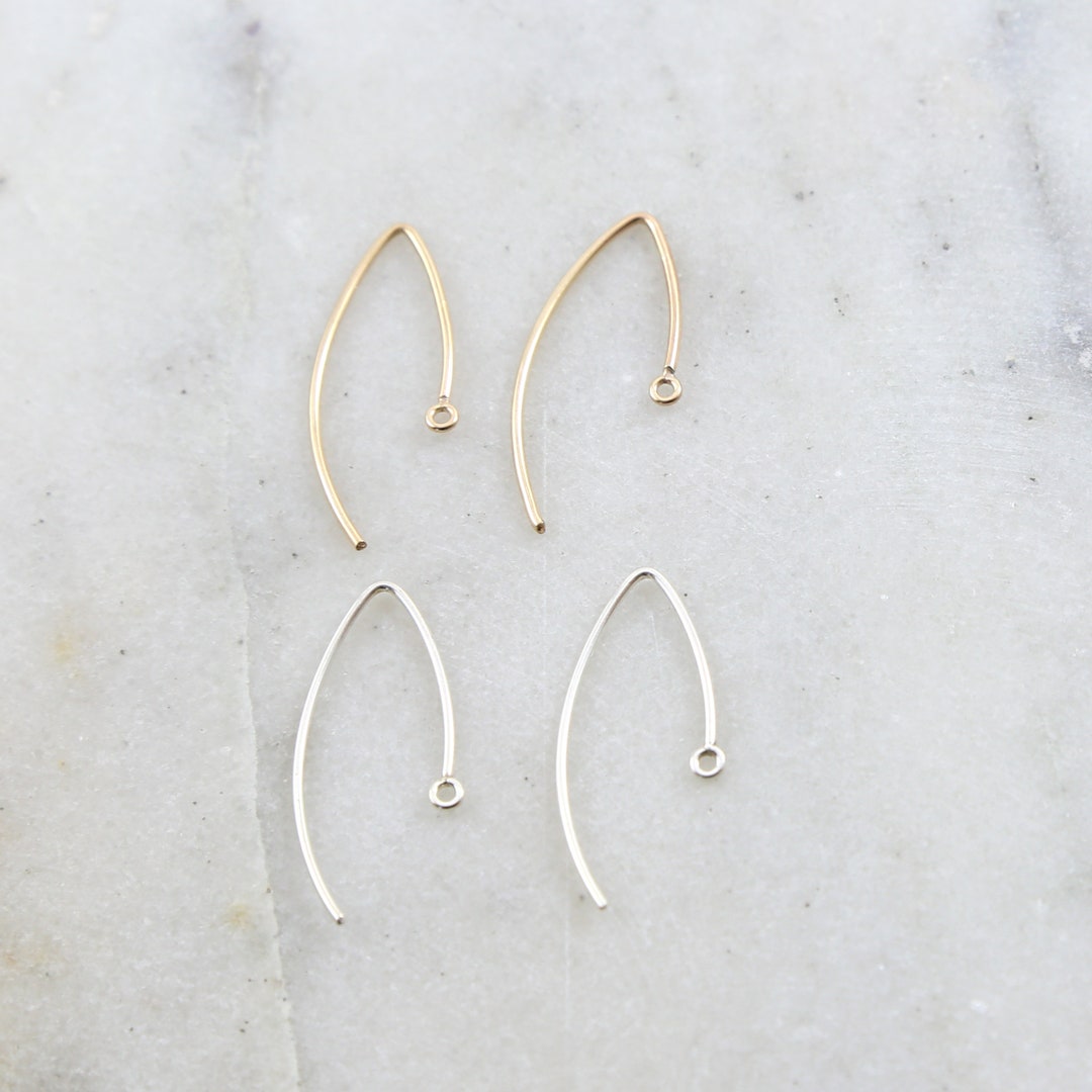 1 Pair Minimal Long Elongated Leaf Ear Wire Earring Wires Earring Hook ...