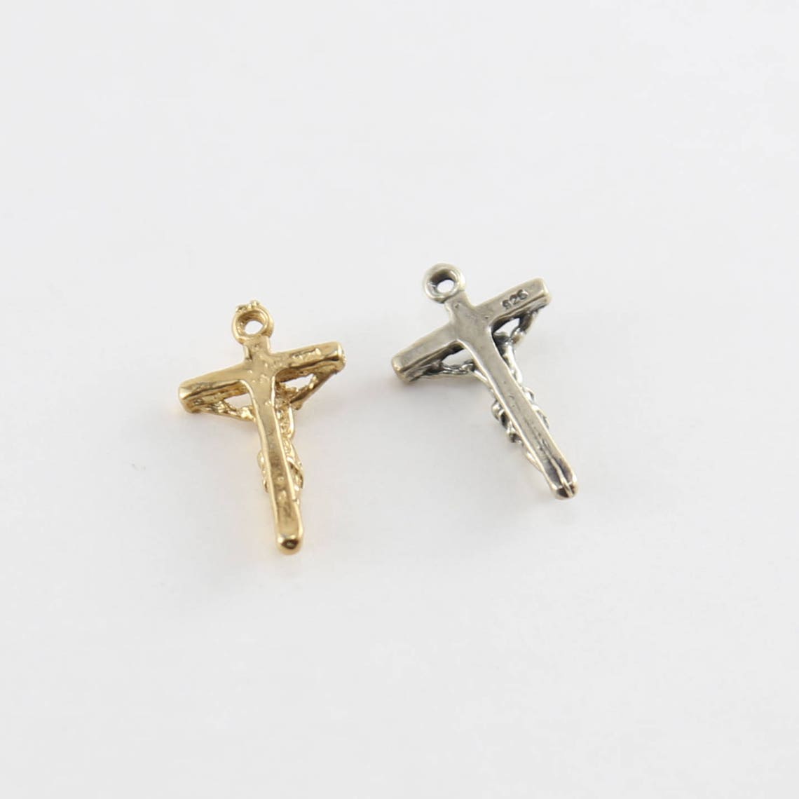 Mini Crucifix Charm in Sterling Silver and Vermeil Gold - Etsy