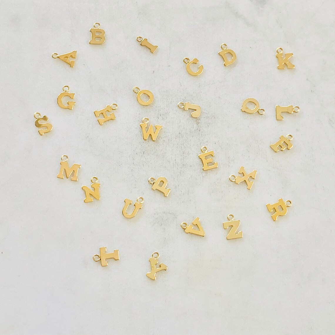 14K Gold Filled Initial Block Letter Charm Drop Small Tiny Personalized ...