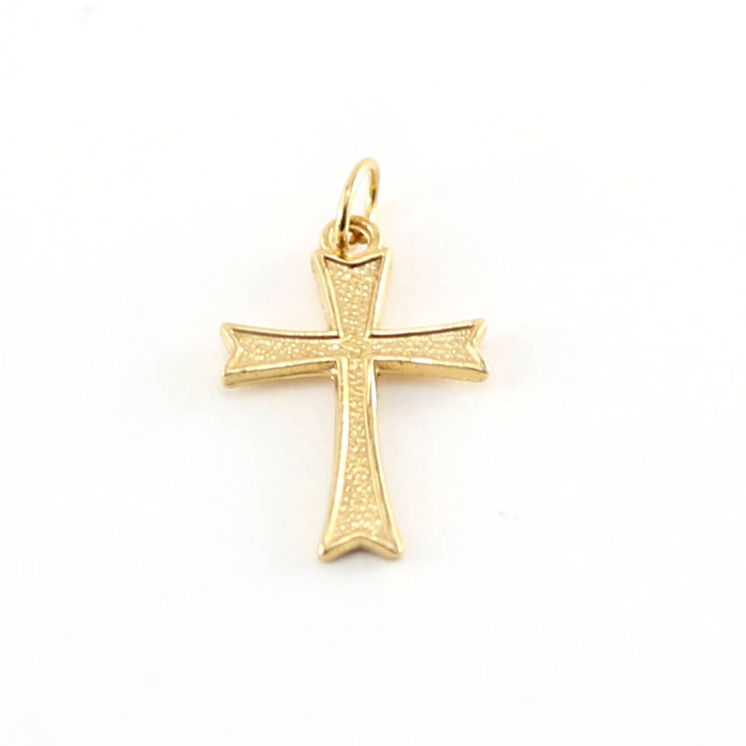 14K Gold Filled Textured Cross Charm Religious Spiritual Pendant - Etsy