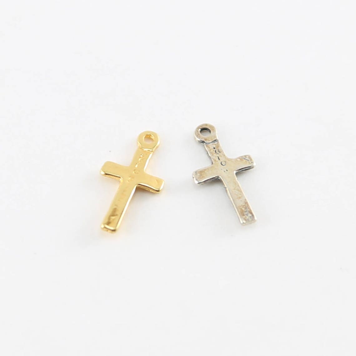 Mini Tiny Little Crucifix Cross Charm With Flat Back in Sterling Silver ...