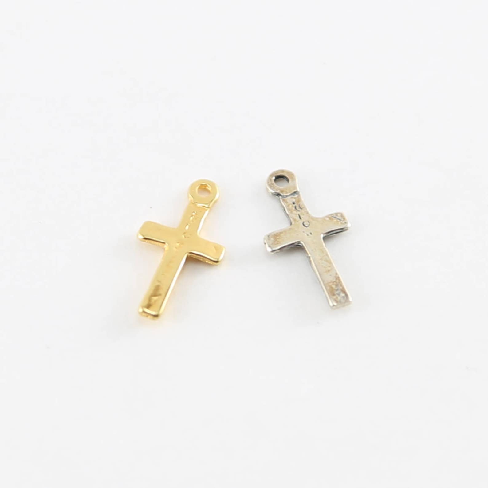 Mini Tiny Little Crucifix Cross Charm With Flat Back in Sterling Silver ...