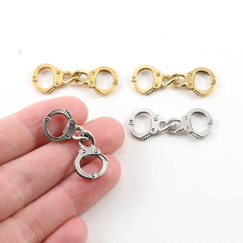2 Pieces Pewter Moveable Handcuff Police Charm in Antique - Etsy