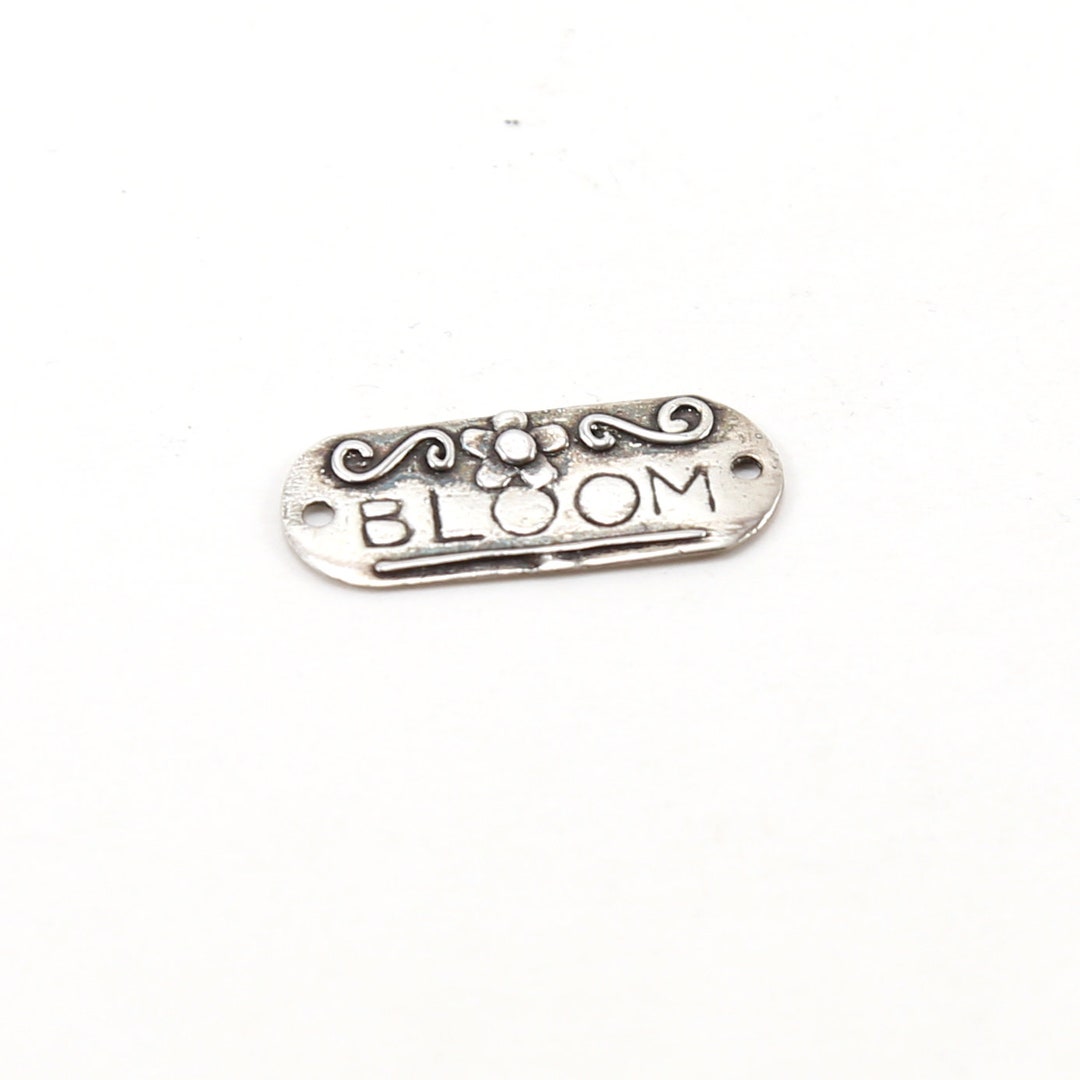 Organic Bloom Engraved Oval Connector Charm With Daisy Flower and ...