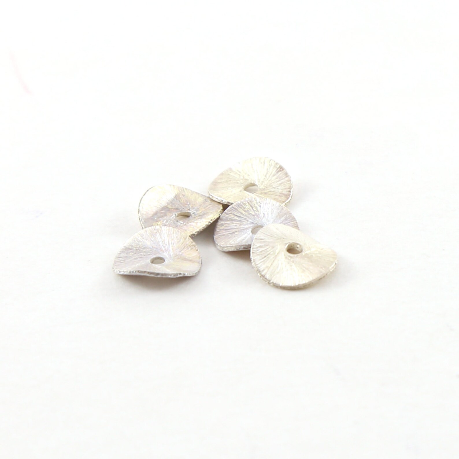 5 Pieces 8mm Sterling Silver Wavy Disc Rondelle Bead Potato Chip Spacer ...
