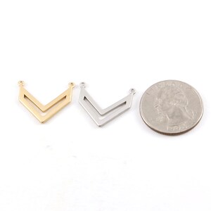 Open Chevron Necklace Connector Bar Pewter Base Metal Charm in Matte ...