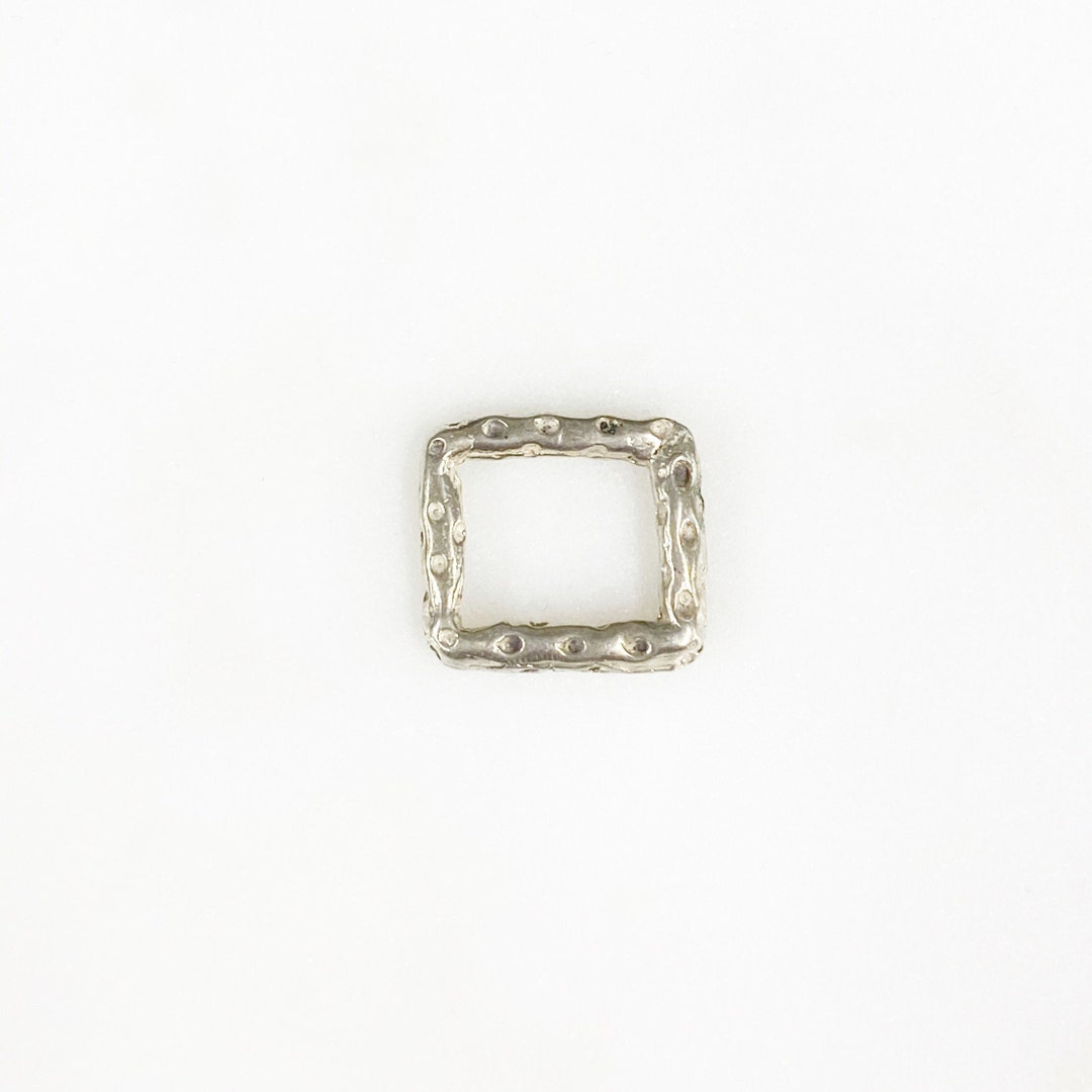 1 Piece Hammered Textured Sterling Silver Raw Open Square Connector ...