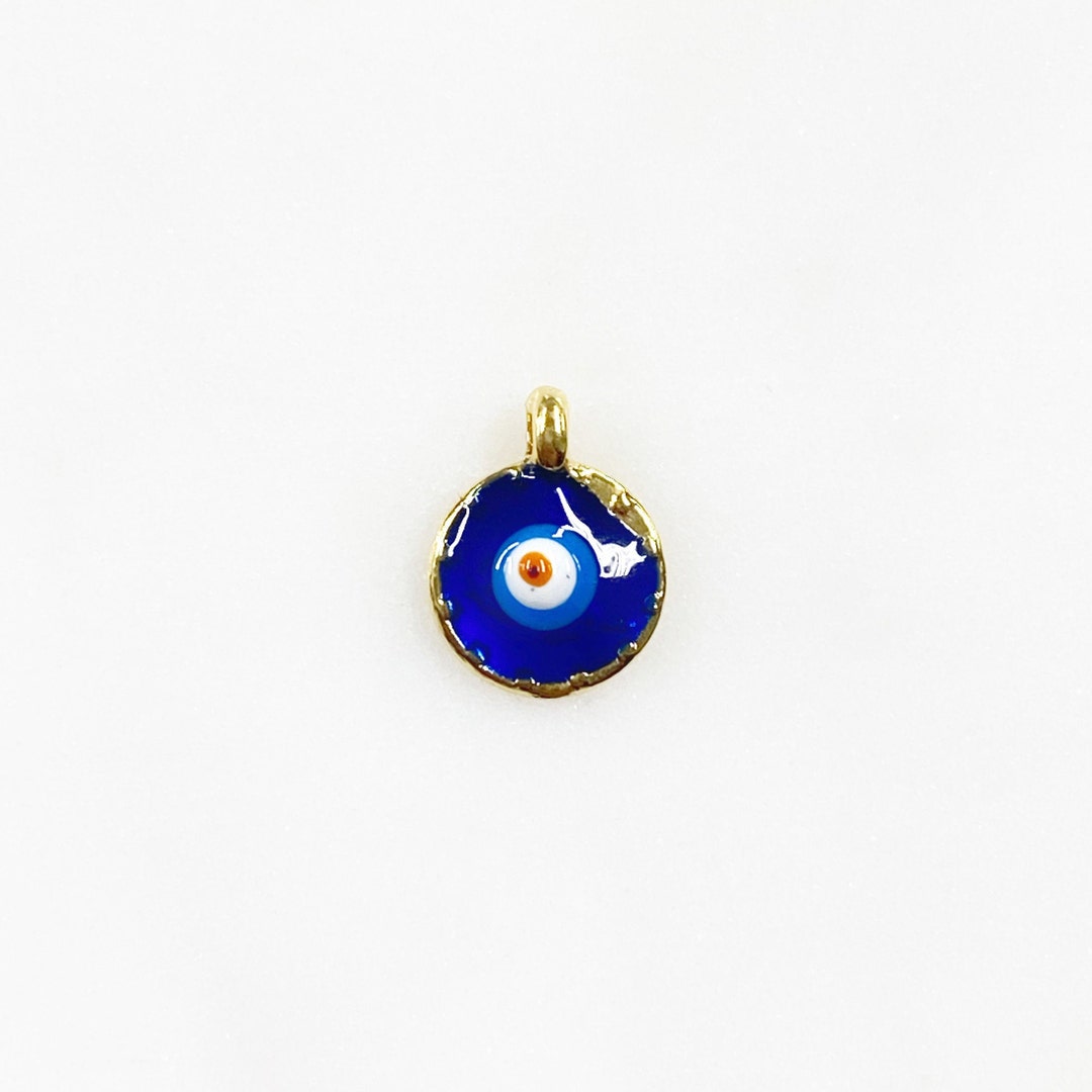 Classic Dark Blue Evil Eye Protection Charm Gold Plated Enamel - Etsy