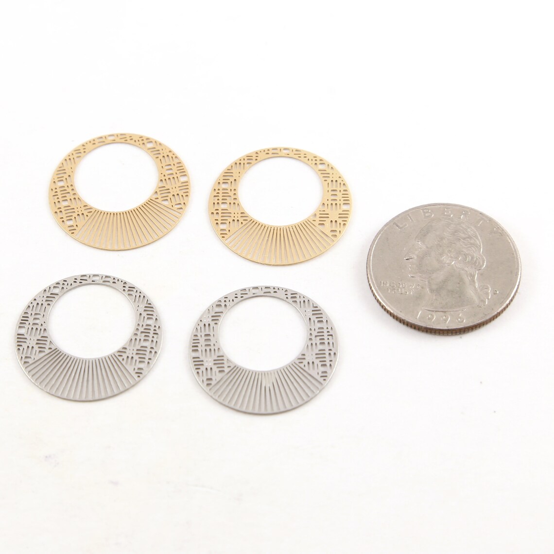 Thin Die Cut Multi Line Circle Pewter Metal Circle Coin Pendant Earring ...